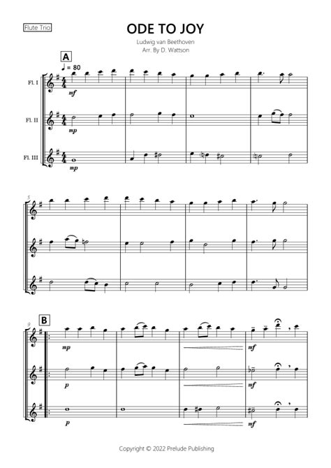 Ode To Joy Flute Trio Sheet Music Ludwig Van Beethoven Woodwind