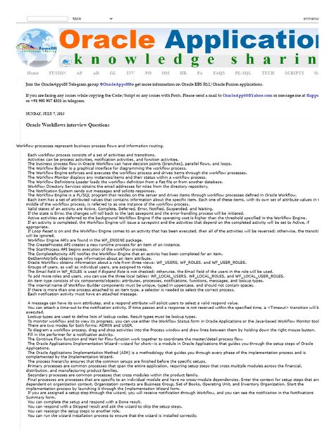 Oracle Applications Oracle Workflows Interview Questions Pdf