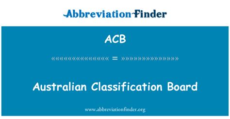 Acb Definition Australian Classification Board Abbreviation Finder