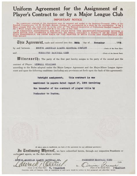 Eddie Collins Signed Player Assignments Christies