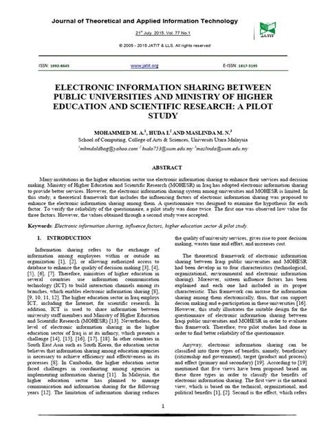 Electronic Information Sharing Between Public Universities And Ministry
