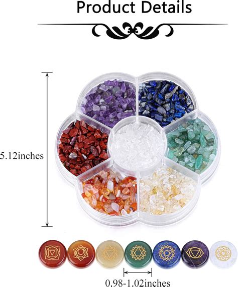 CrystalTears Chakra Steine Golden Eingravierte Symbol Edelsteine Mit