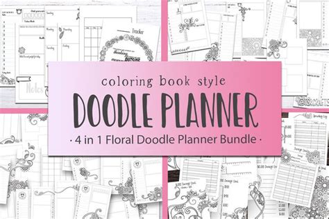 Floral Planner Mega Bundle 4 Different Floral Doodle Planner Sets In 1