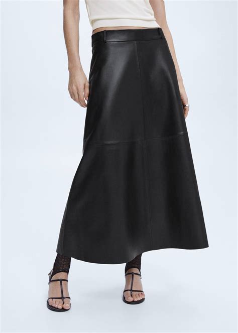 Falda Midi 100 Piel Mujer Mango Outlet España