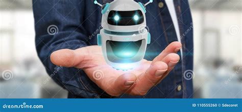 Businessman Using Digital Chatbot Robot Application D Rendering Stock Illustration