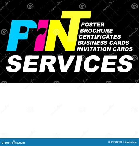 PRINTING SERVICES BLACK BACKGROUND Stock Illustration Illustration Of
