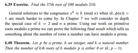 Solved 6 39 Exercise Find The 37th Root Of 100 Modulo 210
