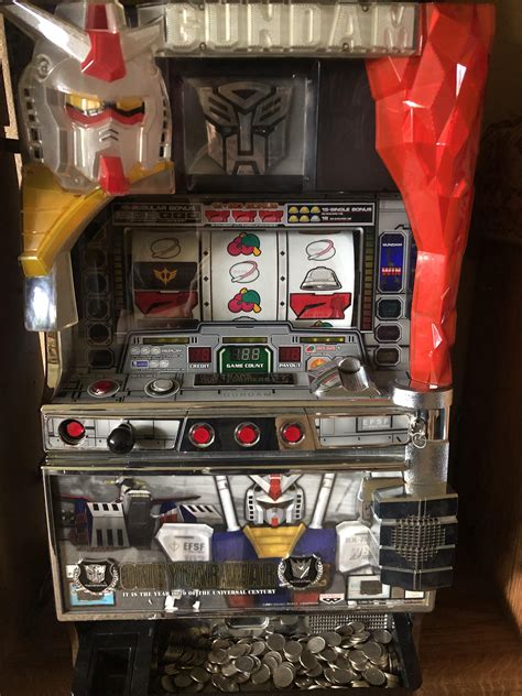a gundam themed slot machine that has been altered to represent