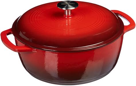 Amazon Basics Enameled Cast Iron Covered Dutch Oven 73 Quart Red