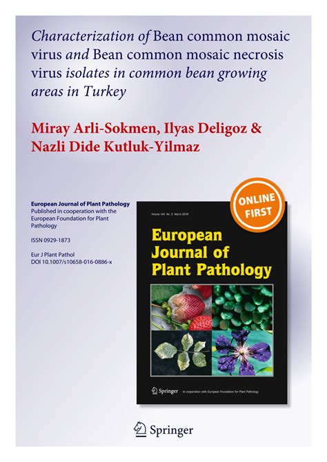 Pdf Characterization Of Bean Common Mosaic Virus And Bean Common