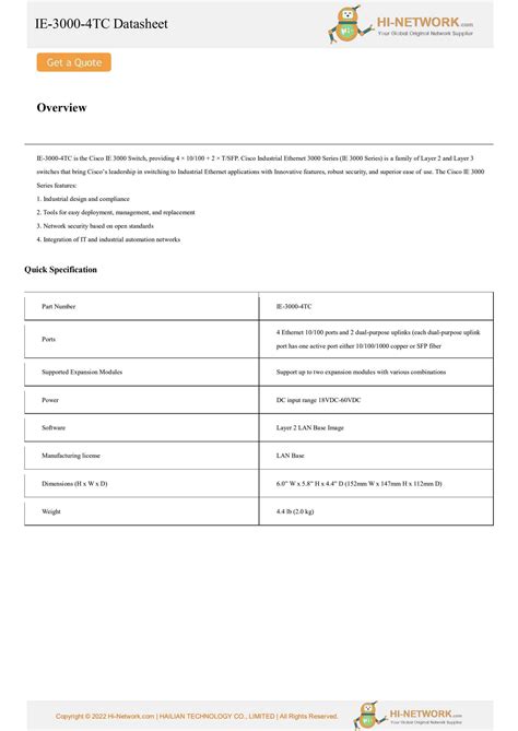 Cisco Ie 3000 4tc Datasheet Pdf By Hi Network Issuu