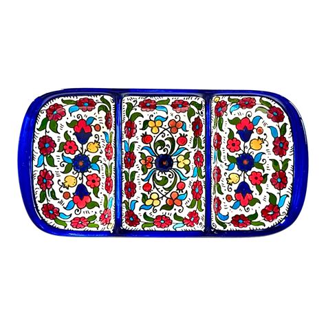 Tri Split Serving Dish 10” Multicolor Shop Palestine