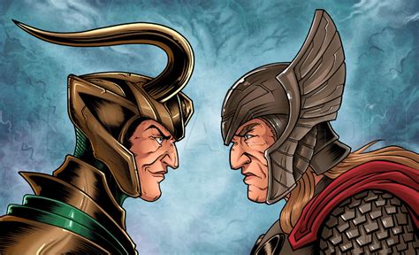 How To Draw Thor And Loki Step By Step Drawing Guide By Kingtutorial