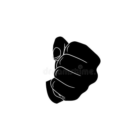 Vector Icon Black Fist Flat Design Illustration Isolated On Whtie