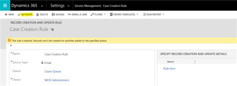 Dynamics 365 Record Creation And Update Rules To Convert Email To Case