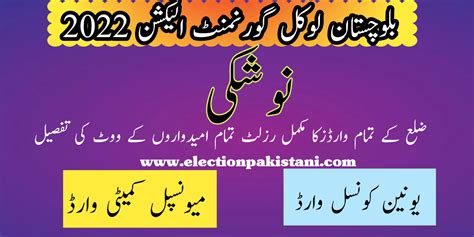 Nushki Local Government Elections 2022 Balochistan Lnformation Result