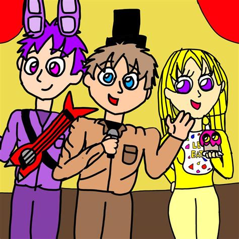 Mi dibujo de fnaf humanos freddy bonnie chica FNaF Amino Español