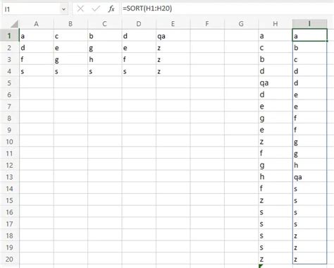 excel how to populate an alphabetically sorted column from contents of