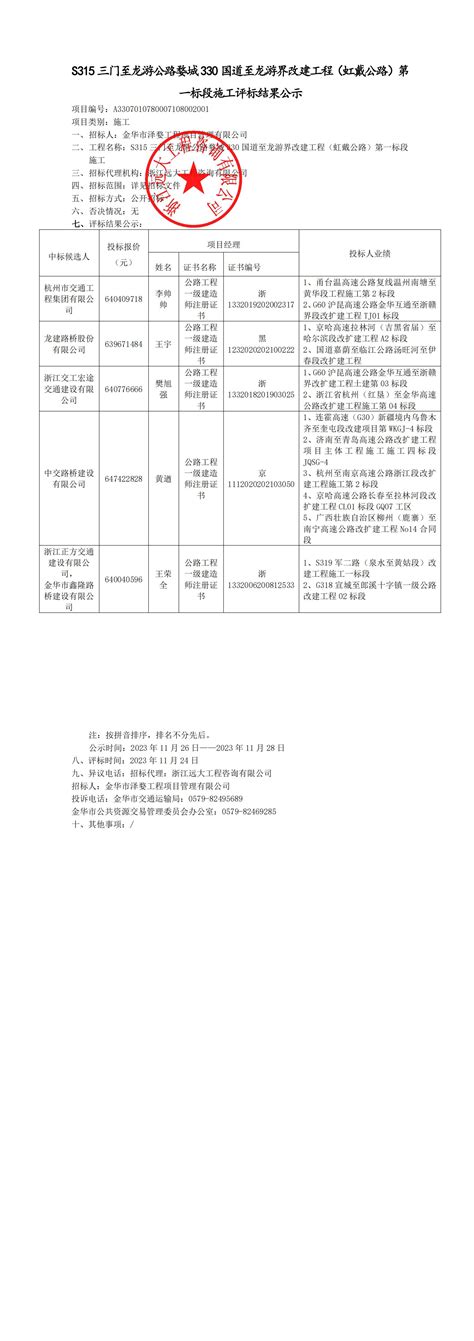 S315三门至龙游公路婺城330国道至龙游界改建工程虹戴公路第一标段施工