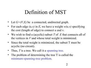 Minimum Spanning Trees Algorithm Ppt
