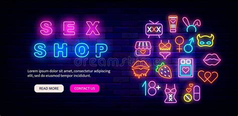 Sex Shop Neon Website Template Flyer For Intimate Store Night Bright