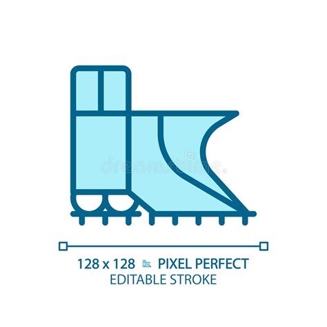 Snowplow Train Pixel Perfect Blue RGB Color Icon Stock Vector