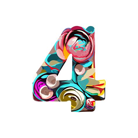 Floral Number 4 Vector Floral Number 4 4 Floral Number PNG And