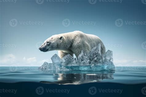 Ai Generated Powerful Polar Bear On Iceberg Generate Ai 40550851 Stock