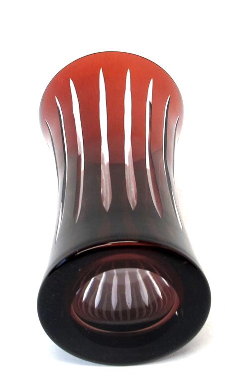 Vintage Ruby Red Hand Cut Crystal Vase Property Room