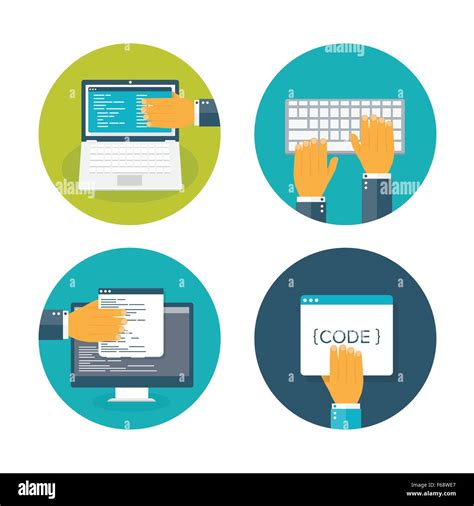 Vector Illustration Flat Computing Background Programming Coding