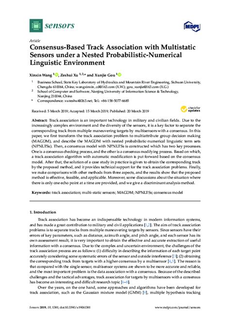 Pdf Consensus Based Track Association With Multistatic Sensors Under