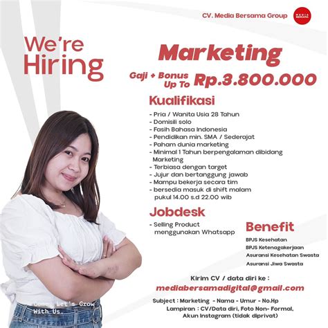 Lowongan Kerja Desember 2023 Marketing CV Media Bersama Group Di Solo