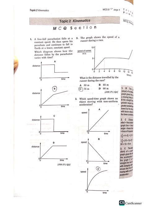 Solution Cambridge Physics Kinematics Solved Mcqs And Questions