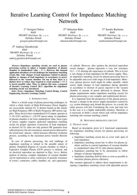 PDF Iterative Learning Control For Impedance Matching Network