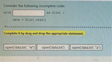 Solved Consider The Following Incomplete Code With As Filel
