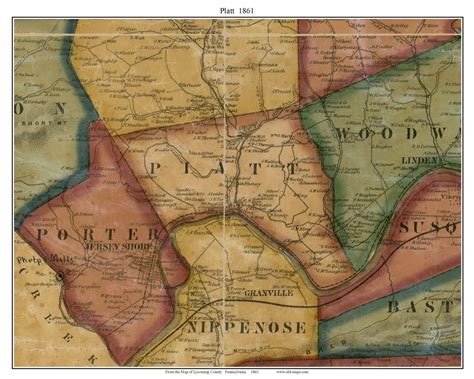 Platt Township Pennsylvania 1861 Old Town Map Custom Print Lycoming
