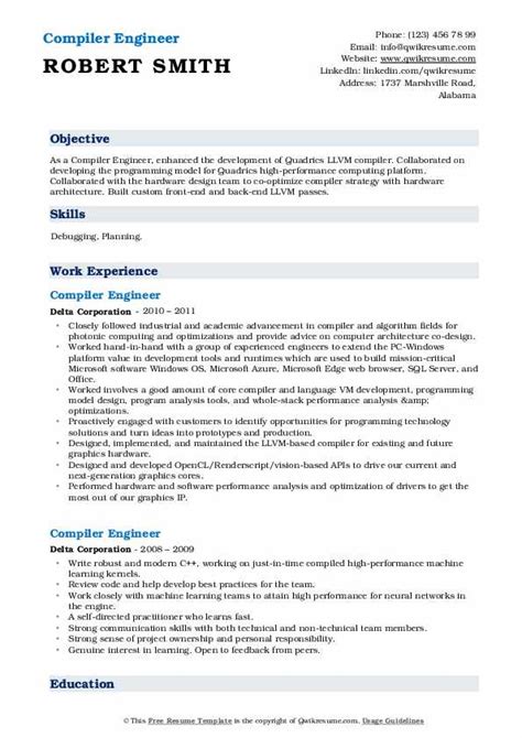 10 Compiler Engineer Resume Samples And Templates For 2025