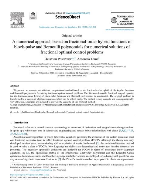 pdf a numerical approach based on fractional order hybrid functions of block pulse and