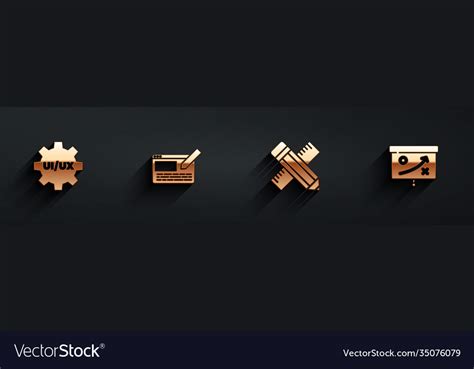 Set Ui Or Ux Design Crossed Ruler And Pencil Vector Image