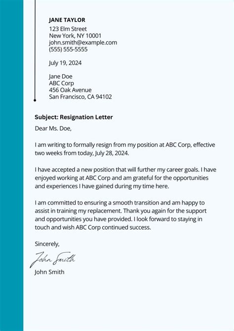 Great Resignation Letter Exles
