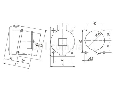 Розетка встраиваемая EE-1632 IP54 (16A 230V 2P+PE) ETI (4482076) купить ...