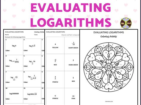 evaluating logarithms coloring activity color by code teaching