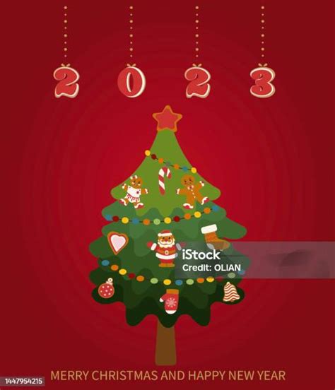 Pohon Natal Meriah Dihiasi Dengan Roti Jahe Kartu Ucapan Natal