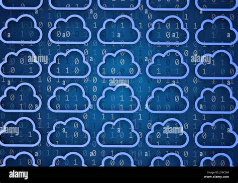 cloud computing concept blue cloud shape on a binary code background