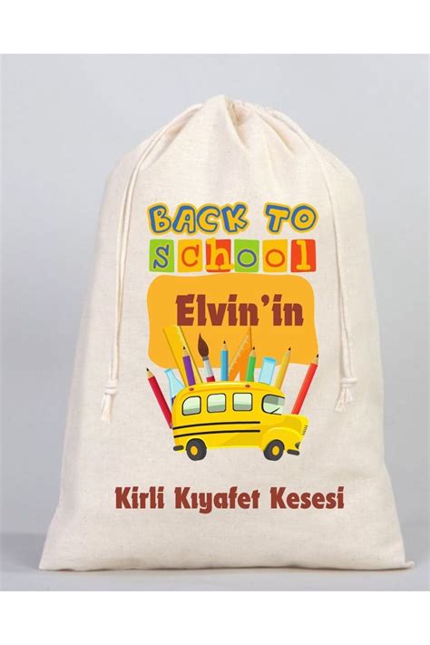 Puppetzzz Okul Desenli Kişiselleştirilebilir Organik Pamuklu Ham Bez