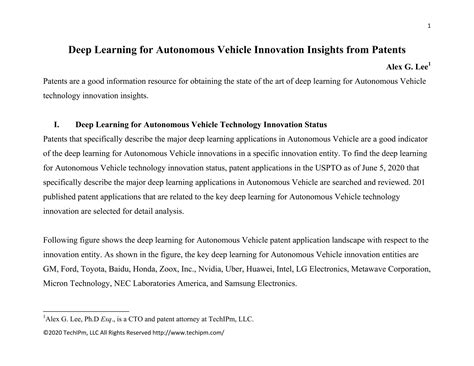 Deep Learning For Autonomous Vehicle Innovation Insights From Patents Ppt