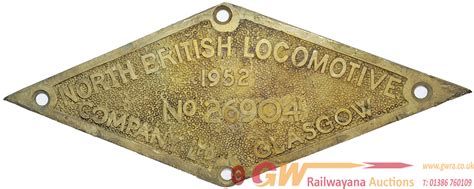 North British Locomotive Company Glasgow Brass