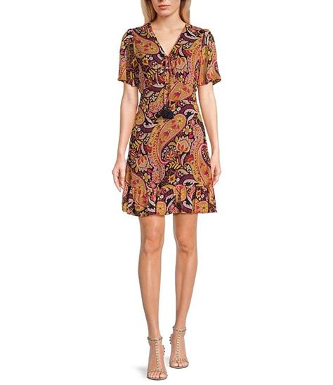 Jessica Simpson Lottie V Neck Floral Print Dress Dillards