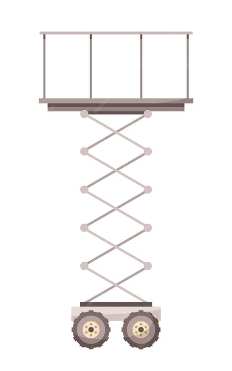 흰색 배경에서 격리된 가위 리프트 또는 플랫폼 리프팅의 만화 스타일의 벡터 아이콘 웹 사이트 앱 로고의 아이콘 무거운 상자 건설 산업 개념에 대한 무게 기계 리프팅