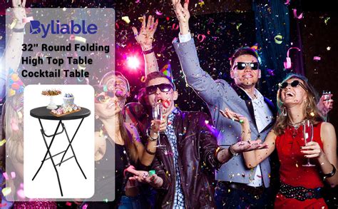 Byliable 32in Cocktail Table High Top Folding Table Portable Bar